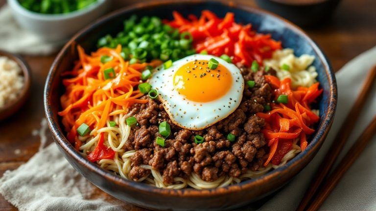 One Pot Spicy Korean Beef Bibimbap Recipe