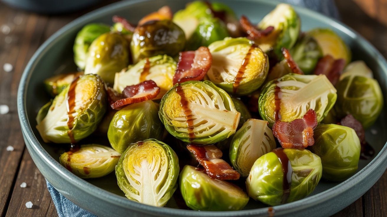 Oven Roasted Brussels Sprouts with Crispy Bacon